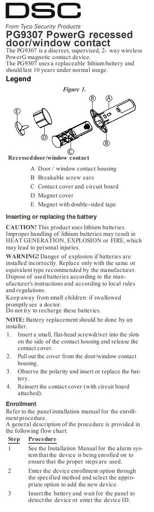 DSC PowerG Recessed Door/Window Sensor PG9307 - Product Docs - Surety ...