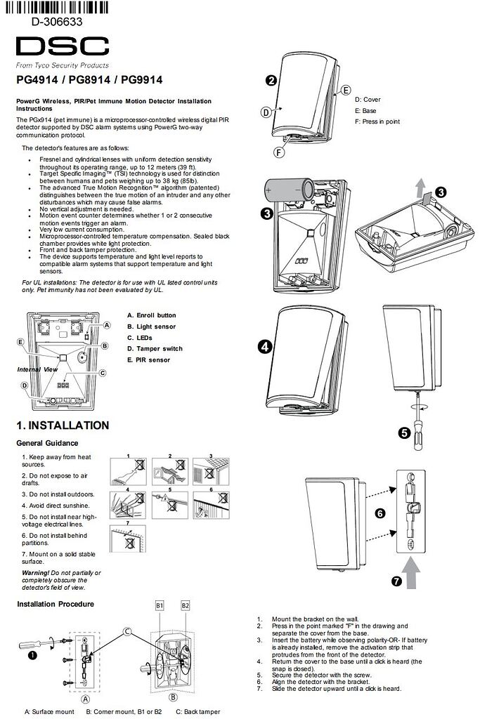 DSC PowerG Digital Pet-Immune PIR Motion Detector PG9914 - Product Docs ...